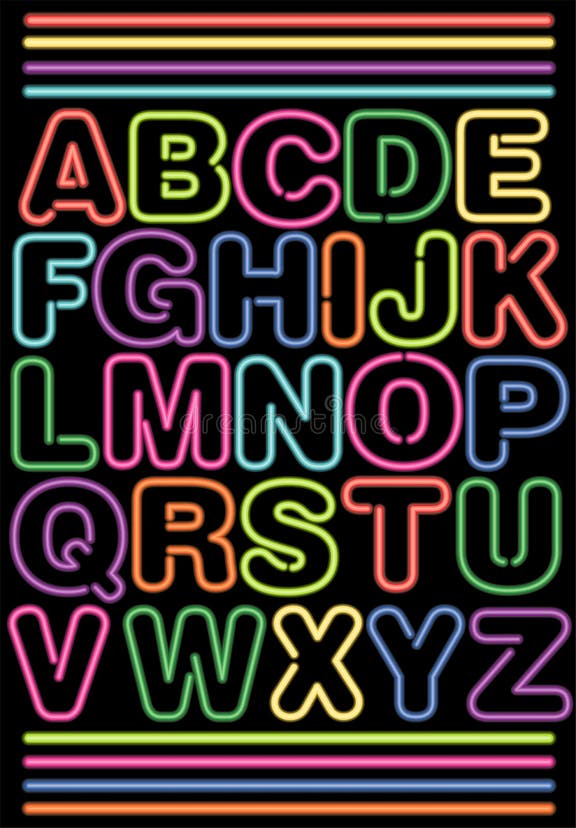 Neon Alphabet/eps stock vector. Illustration of alphabet - 10065227
