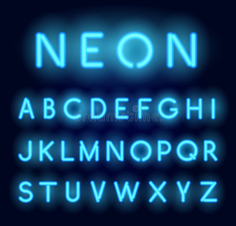 Neon Alphabet. Vector Realistic Glowing Letters Stock Vector ...