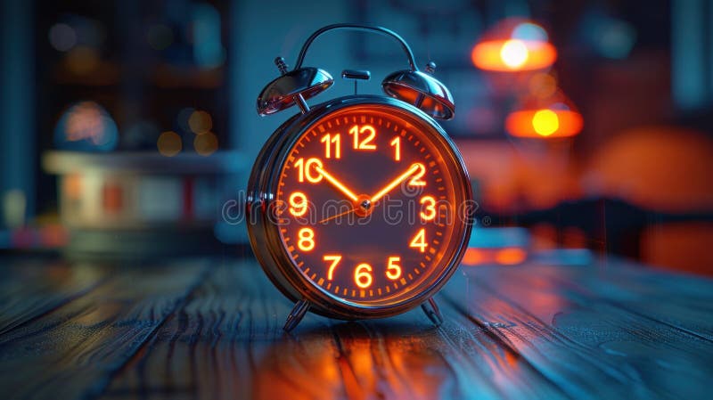 Neon Analog Clock Timer: Time Running Out, Hours Flying by Stock ...