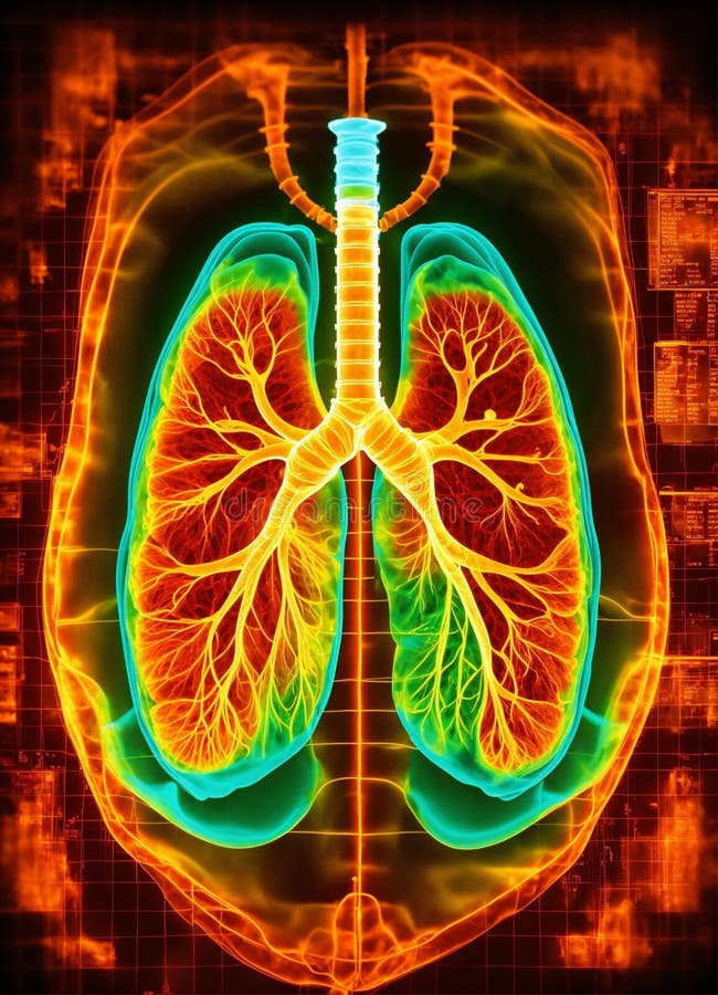 Neon Anatomy: Digital Visualization of Human Lungs Stock Illustration ...