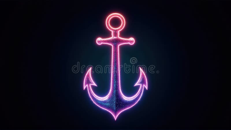 Neon Anchor Symbol stock illustration. Illustration of sign - 345356716