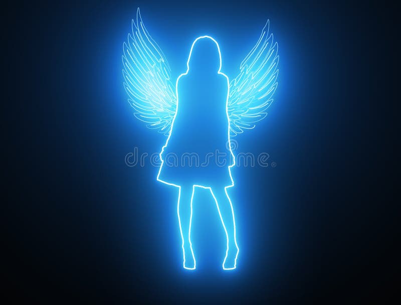 Neon Angel stock illustration. Illustration of meditating - 78859918