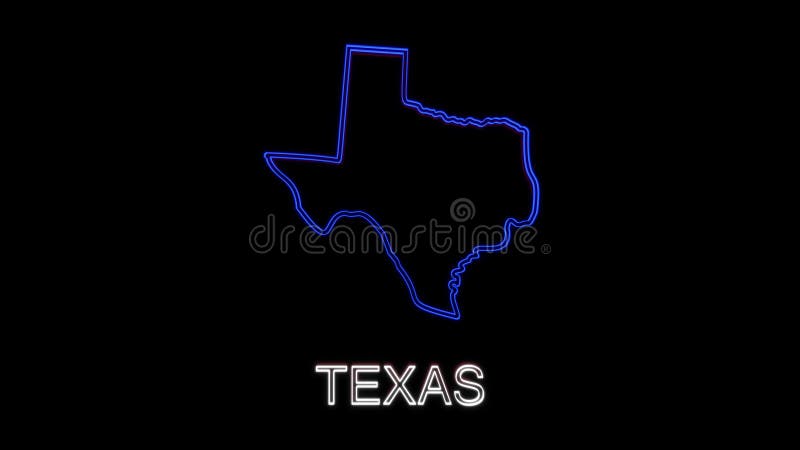Neon Animated Map Showing the State of Texas from the United State of ...