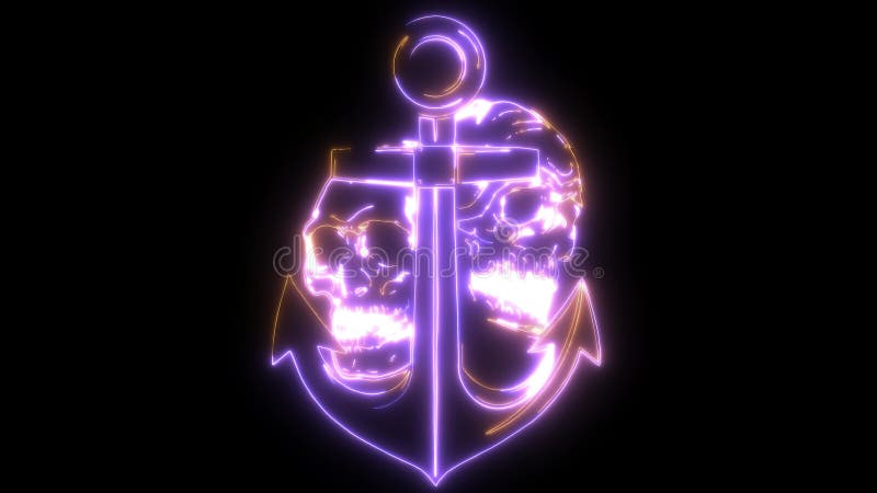 Neon Animation of Anchor Logo Stock Video - Video of equipment, support ...