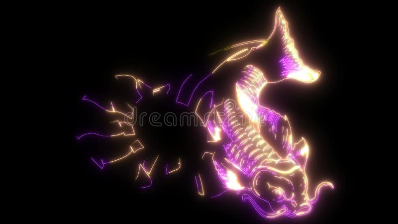 Neon Animation of Carp Fish Stock Footage - Video of river, animal ...