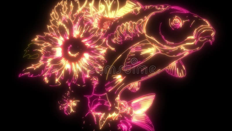Neon Animation of Carp Fish Stock Footage - Video of freshwater, animal ...