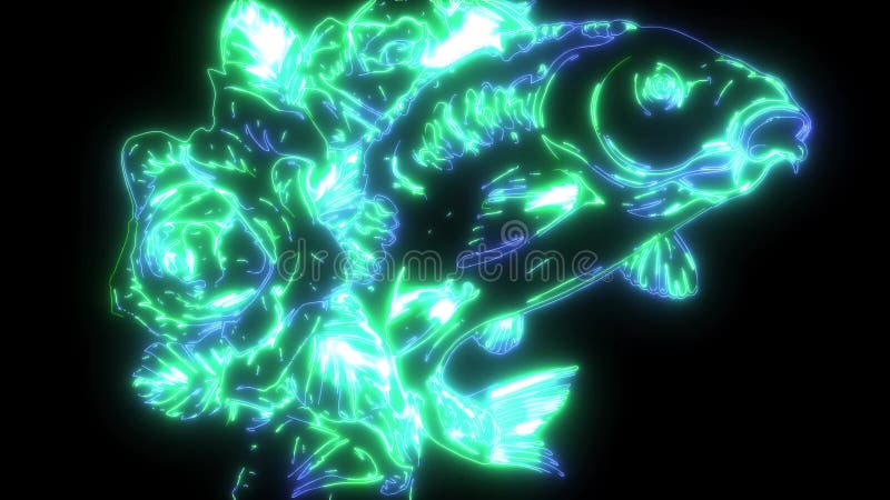 Neon Animation of Carp Fish Stock Video - Video of element, river ...