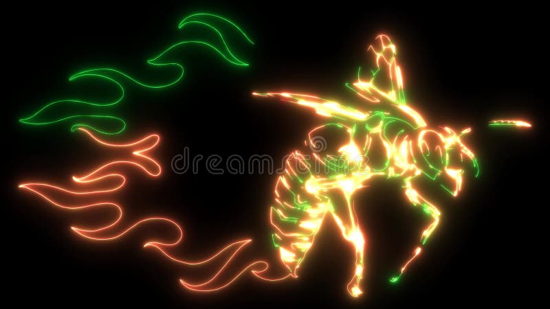 Neon Animation of Colored Bee Stock Footage - Video of symbol ...