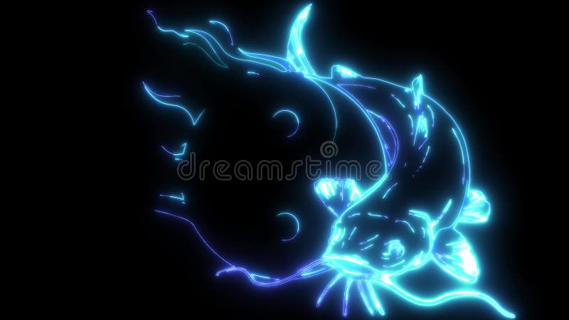 Neon Animation of Colored Catfish Stock Video - Video of engraved ...