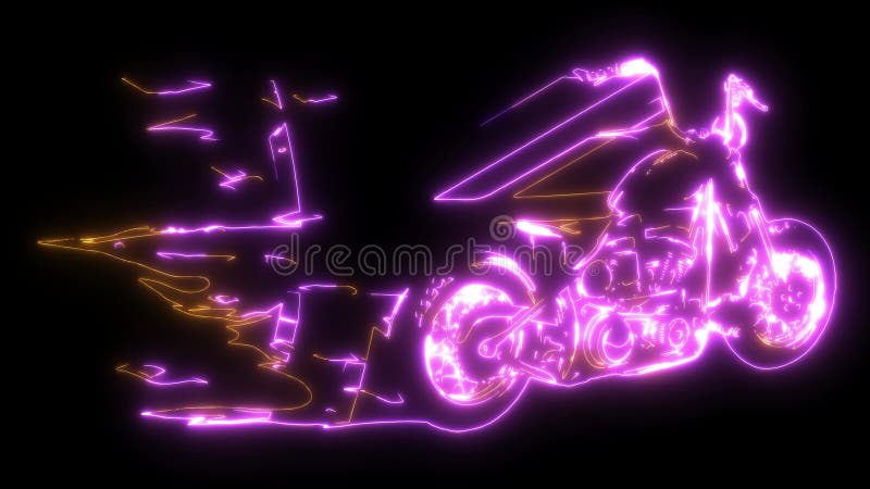 Neon Animation of Custom Motorcycle Chopper Stock Footage - Video of ...