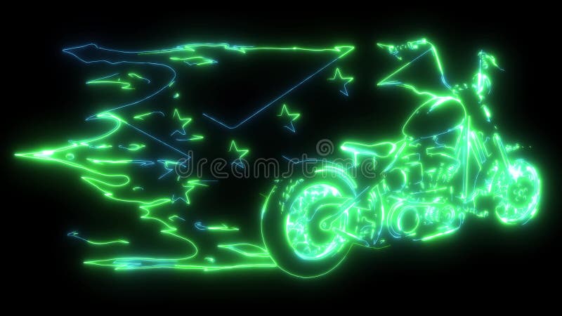 Neon Animation of Custom Motorcycle Chopper Stock Video - Video of ...