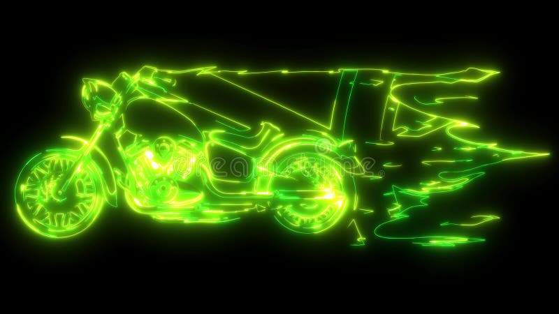 Neon Animation of Custom Motorcycle Chopper Stock Video - Video of ride ...