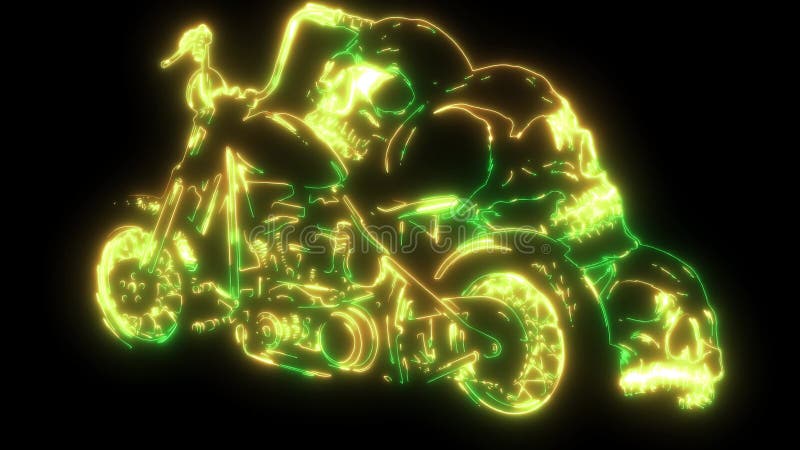 Neon Animation of Custom Motorcycle Chopper Stock Footage - Video of ...