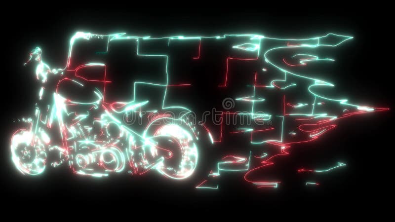 Neon Animation of Custom Motorcycle Chopper Stock Footage - Video of ...