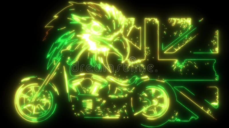 Neon Animation of Custom Motorcycle Chopper Stock Footage - Video of ...