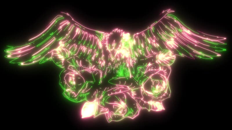 Neon Animation of Eagle Bird Stock Footage - Video of raptor, hunter ...