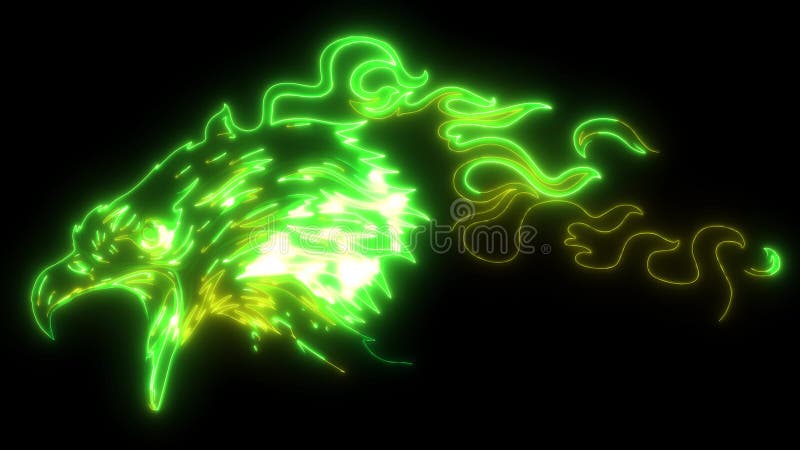 Neon Animation of Eagle Head Flame Stock Footage - Video of flame ...