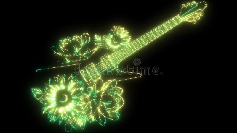 Neon Animation of Electric Guitar Stock Video - Video of concert ...