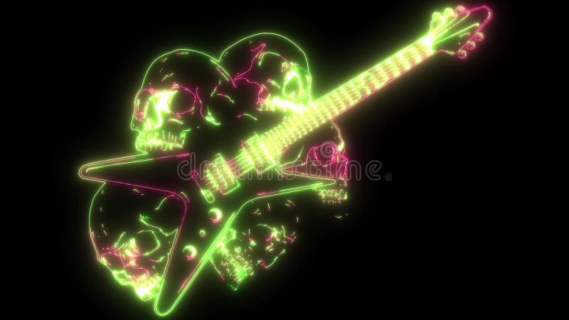 Neon Animation of Electric Guitar Stock Video - Video of orchestra ...