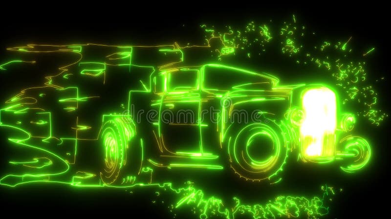 Neon Animation of Hot Rod Car Stock Footage - Video of cartoon ...