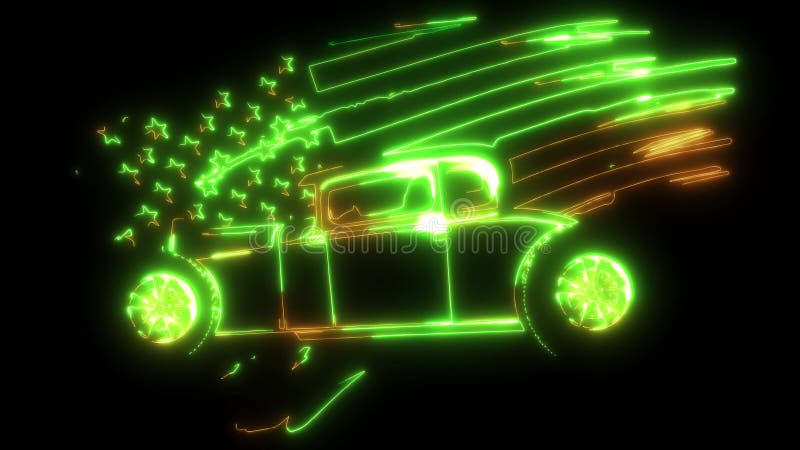 Neon Animation of Hot Rod Car Stock Footage - Video of grille, american ...