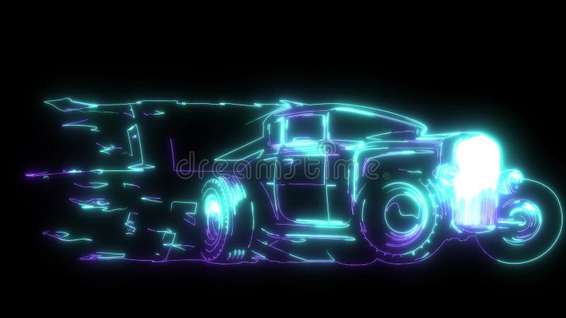 Neon Animation of Hot Rod Car Stock Video - Video of history, engine ...