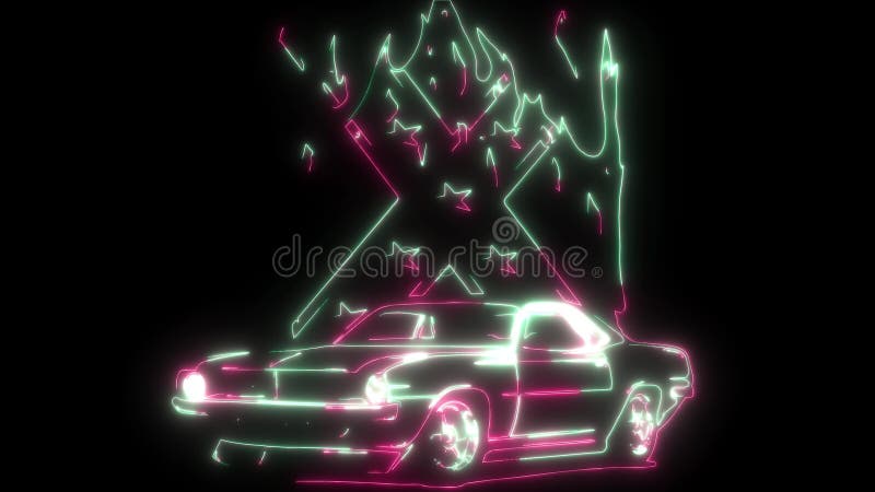 Neon Animation of Muscle Car Stock Footage - Video of school, cartoon ...