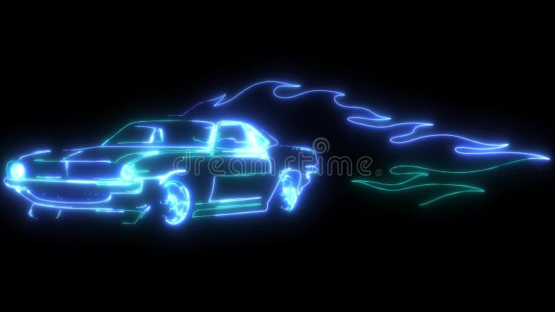 Neon Animation of Muscle Car Stock Footage - Video of hotrod, motor ...