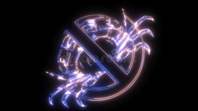 Neon Animation of No Crab Sign Stock Video - Video of animal, isolated ...