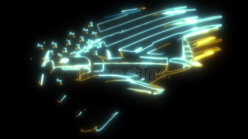 Neon Animation of Old Fighter Plane Stock Video - Video of armed ...