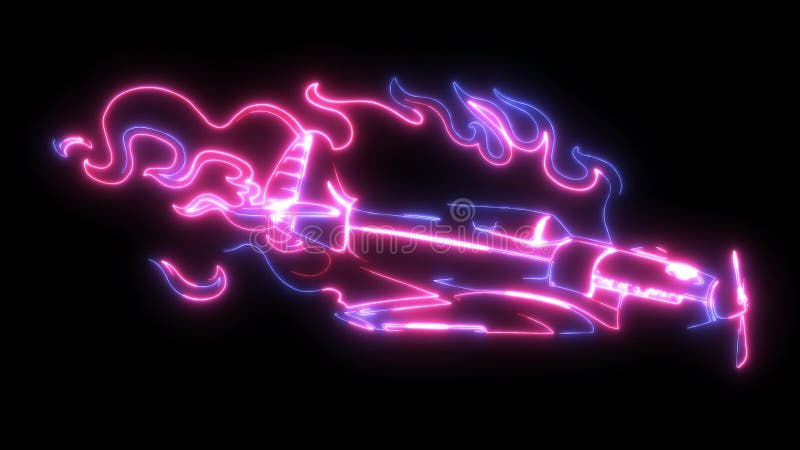 Neon Animation of Old Fighter Plane Stock Footage - Video of power ...