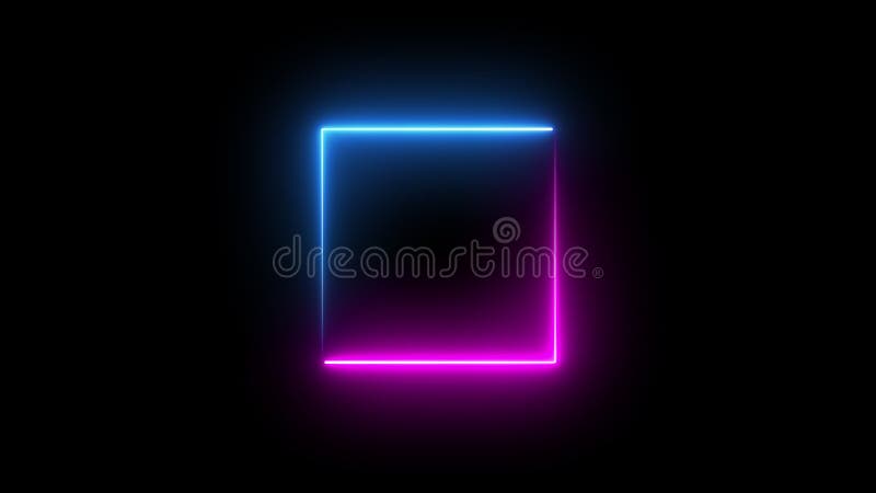 Neon Animation of Square Shape on Black Background Stock Video - Video ...