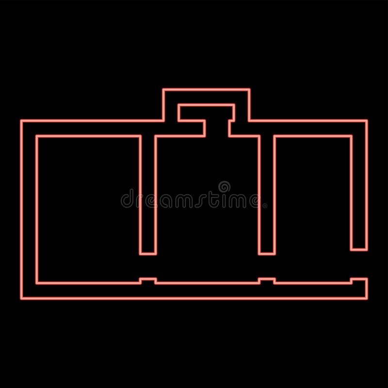 Neon Apartment Plan Red Color Vector Illustration Flat Style Image ...