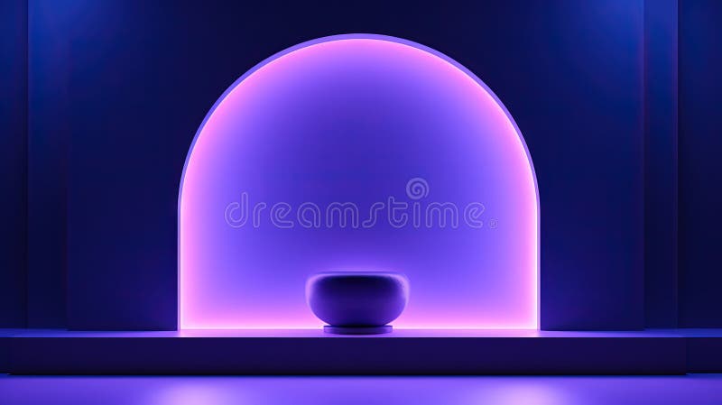 Neon Arc in Blue and Purple Lights Room. Abstract Background for ...