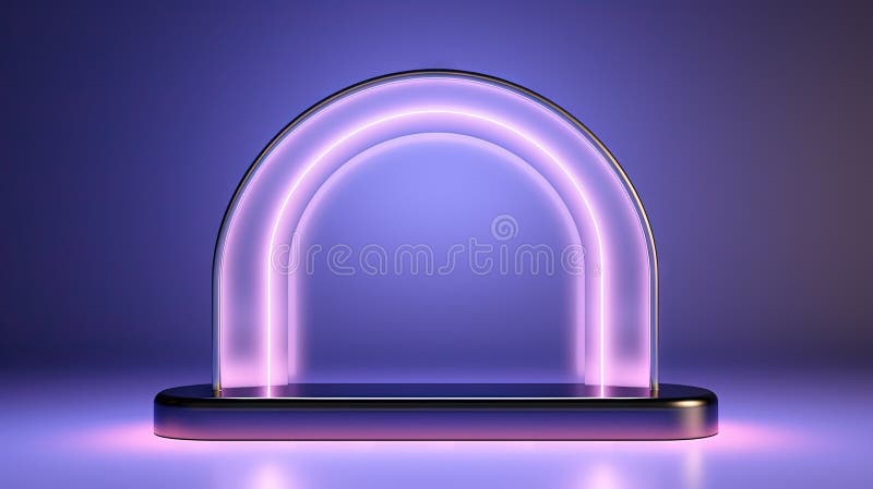 Neon Arc in Blue and Purple Lights Room. Abstract Background for ...