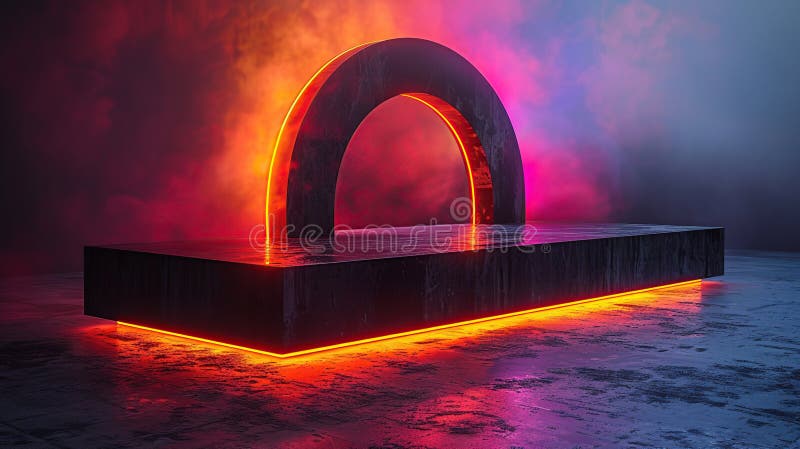 Neon Archway in a Futuristic Setting Stock Illustration - Illustration ...