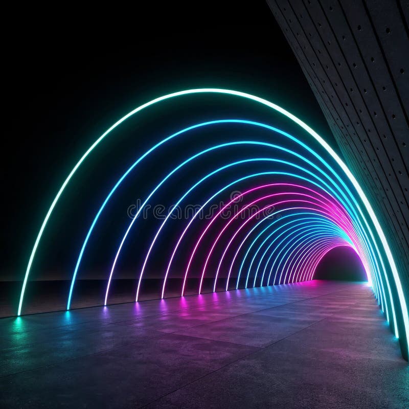 Neon Archway Tunnel,futuristic, Tunnel Stock Illustration ...