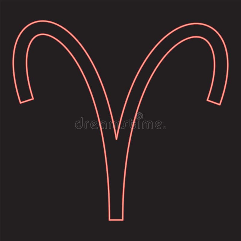Neon Aries Symbol Red Color Vector Illustration Image Flat Style Stock ...