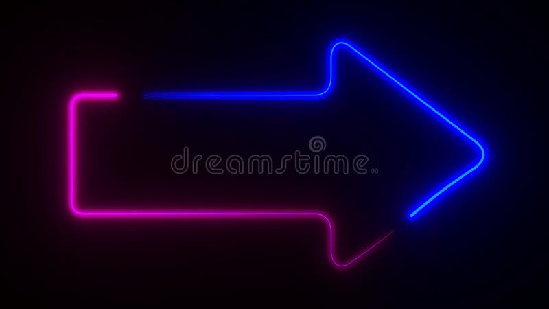 Neon Arrow on Dark Background. 3D Render Stock Footage - Video of mark ...