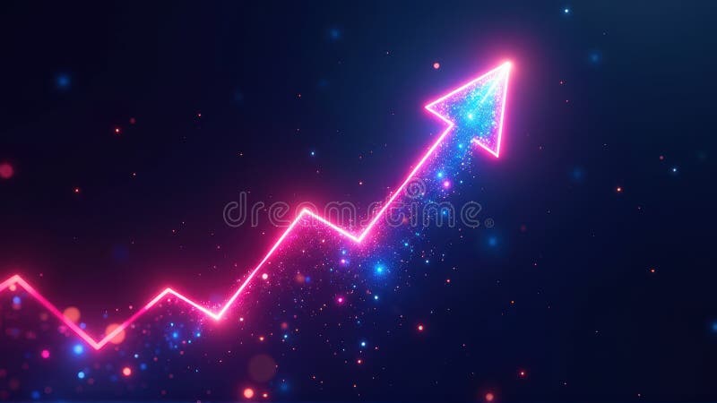 Neon Arrow Growth Chart stock illustration. Illustration of growth ...