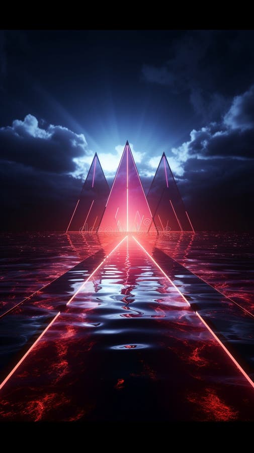 Neon Arrow Guides Infinite Dimensions Luminous Path Perspective Stock ...