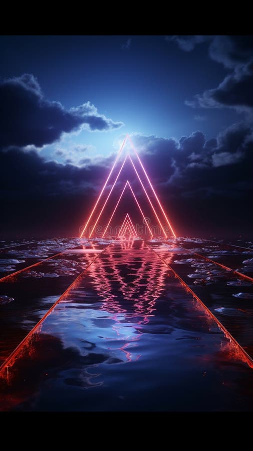 Neon Arrow Guides through Infinite Dimensions, a Luminous Path of ...