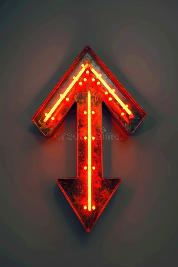 Neon Arrow Pointing Up on a Wall, Suitable for Business Presentations ...