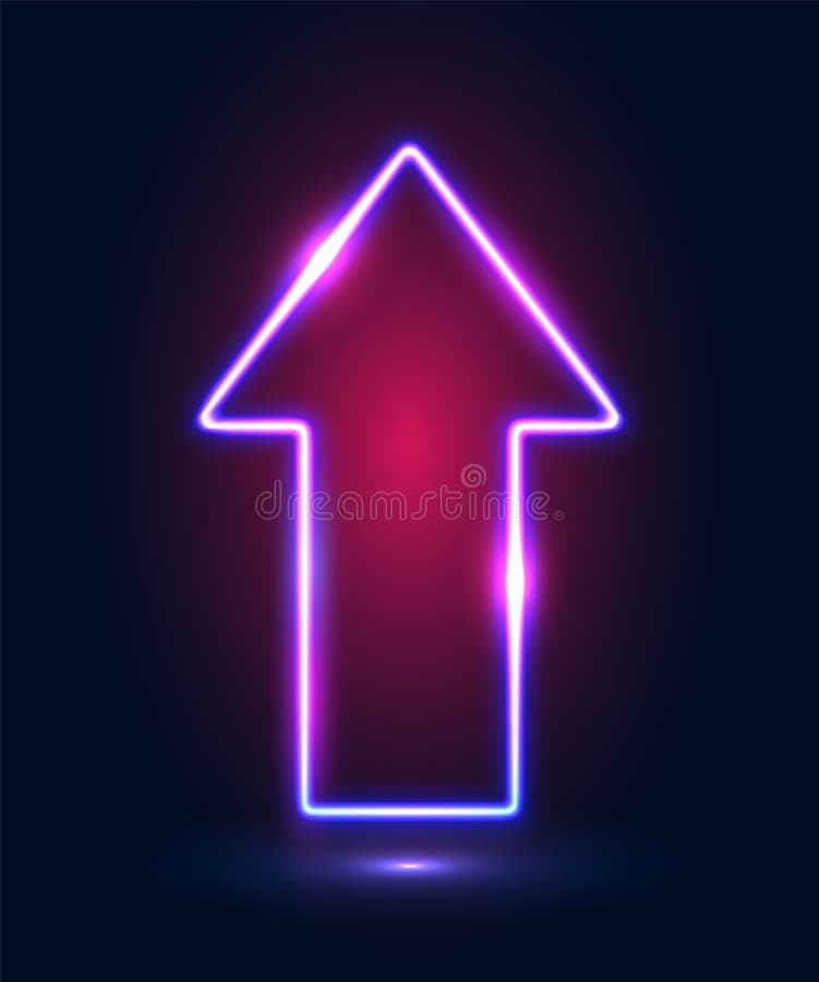 Neon Arrow with Shining Effects, Highlights on a Dark Background. Stock ...