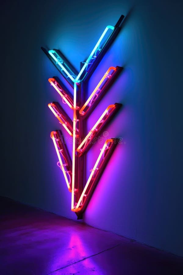 Neon Arrow Sign Glowing in the Dark Stock Illustration - Illustration ...