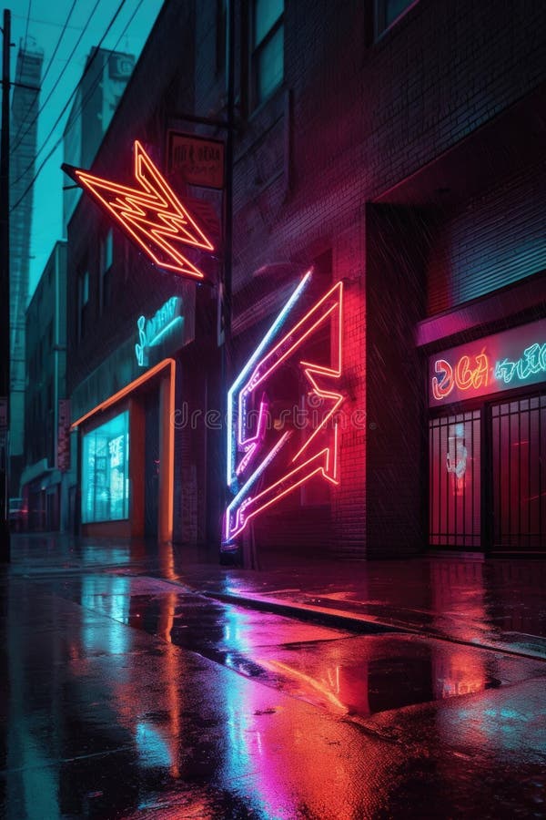 Neon Arrow Sign Glowing in a Dark Urban Setting Stock Image - Image of ... Neon Arrow Sign Glowing in a Dark Urban Setting Stock Image - Image of ...