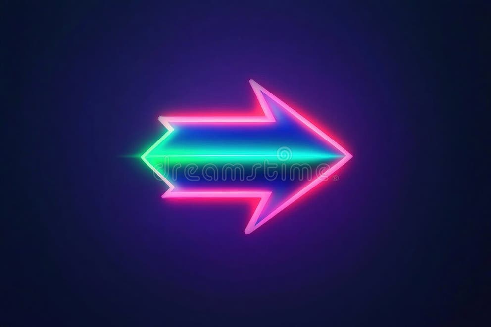 Neon Arrow Sign Glowing Direction Future Progress Navigation Stock ...