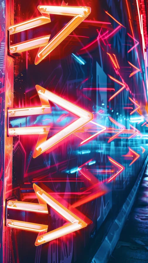 Neon Arrow Signs Pointing Right in Vibrant Colors Stock Photo - Image ...
