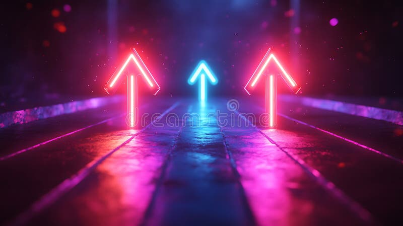 Neon Arrows Guiding Path Forward with Vibrant Colors Futuristic ...