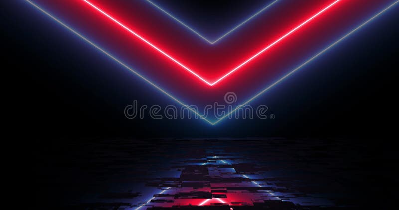 Neon Arrows Moving Downwards Illuminated Neon Light Glowy Background 4K ...